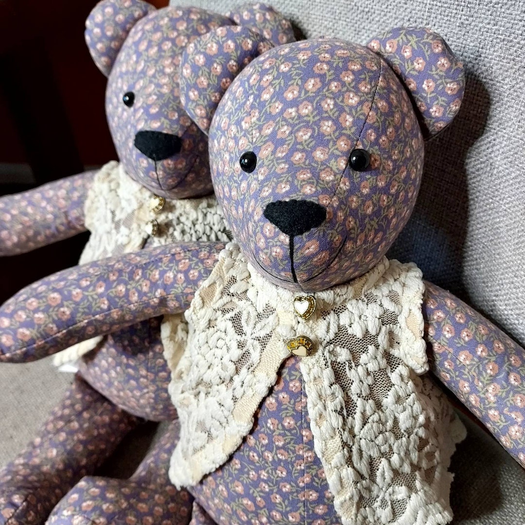 Memory Bear With Vest ,custom Made Keepsake Bearswith Memory Heart ...