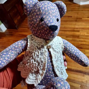 Memory Bear With Vest ,custom Made Keepsake Bearswith Memory Heart Saying, Memorial Animals ...