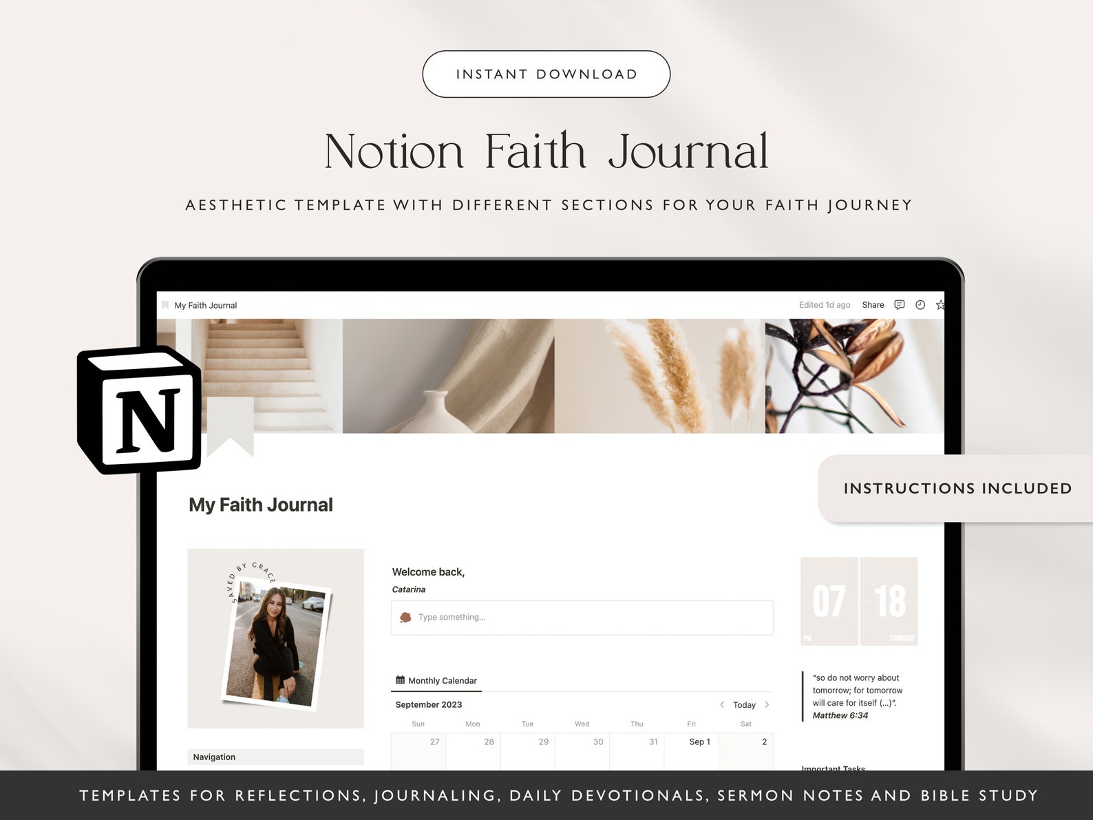 Notion Faith Planner, Instant Download, Faith Templates, Editable ...