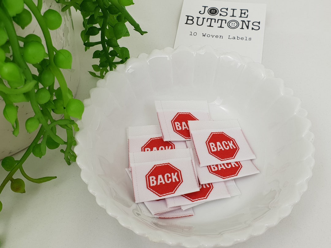 BACK stop Sign, Novelty, Clothing, Labels, Woven, Sew In, Made by Josie ...