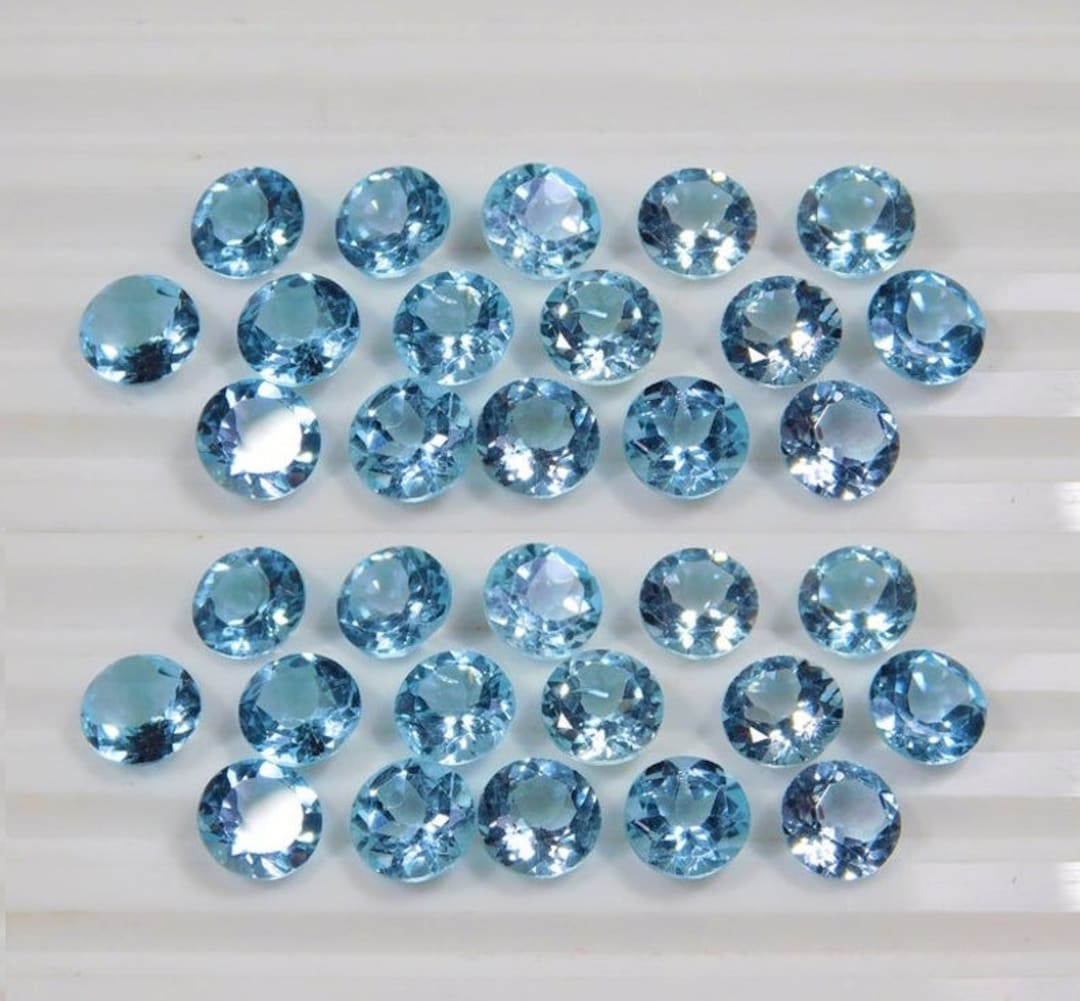 AAA++ Top Quality 4mm-10mm Natural Sky Blue Topaz Round Faceted ...