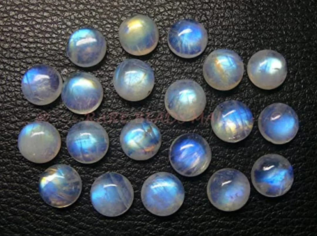 20 Pcs 8mm AAA Quality Rainbow Moonstones Round Cabochon Gemstones ...