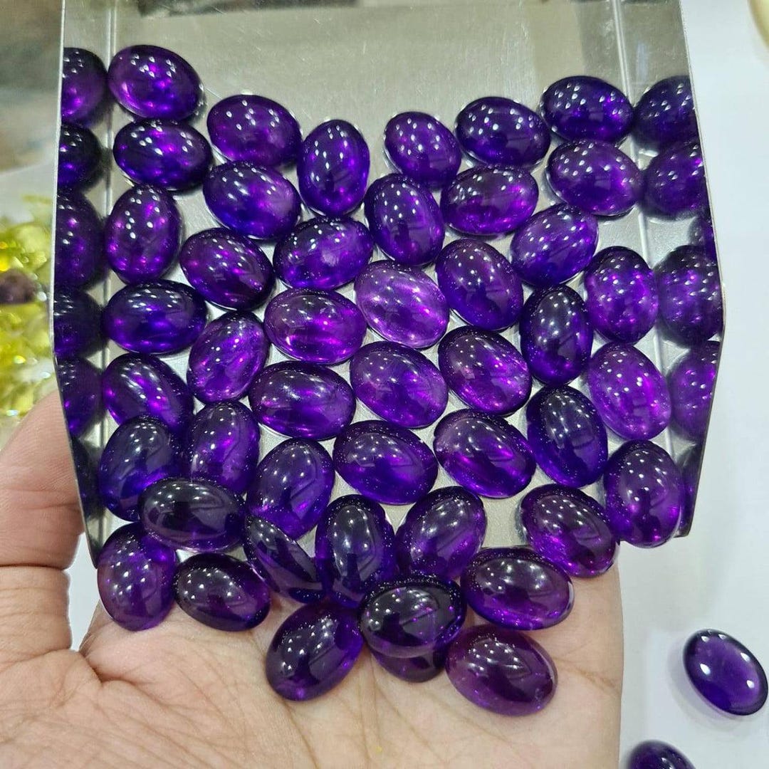 Buy 5 Pcs AAAA Amethyst 10x14mm Oval Cabochon Gemstones AAAA Quality ...