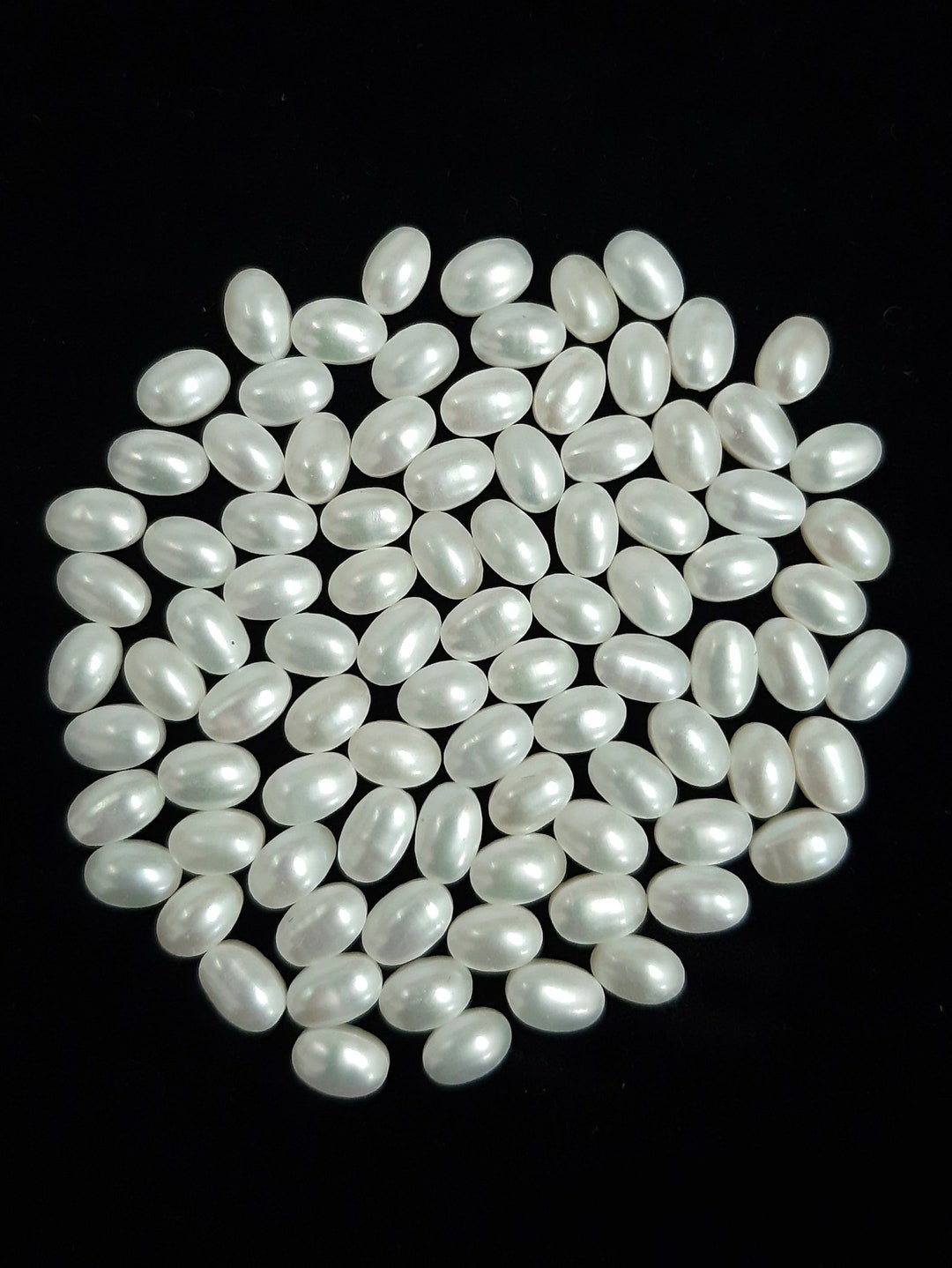 Buy 3x5mm AAA Top Quality White Pearl Oval Cabochons, Fresh Water White ...