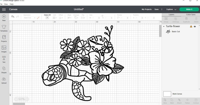 Turtle Flower Svg Sea Turtle Svg Turtle Svg Flower Sea | Etsy