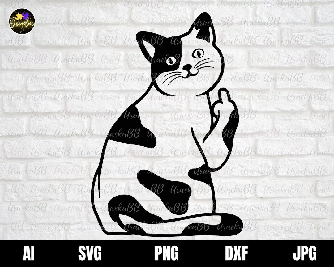 Cat Middle Finger Svg, Middle Finger Svg, Funny Cat Svg, Middle Finger ...