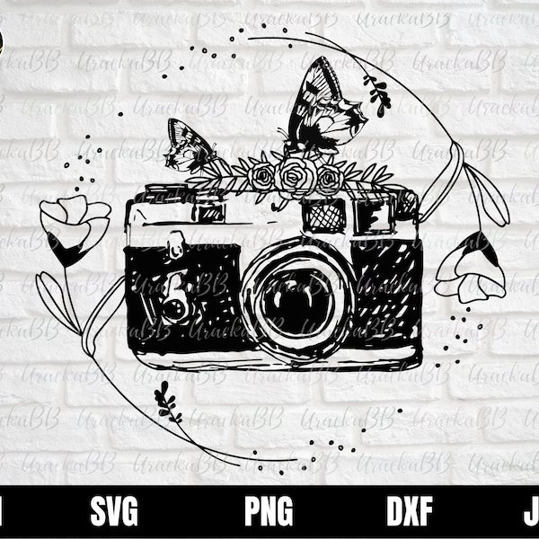 Camera With Butterfly Svg - Etsy