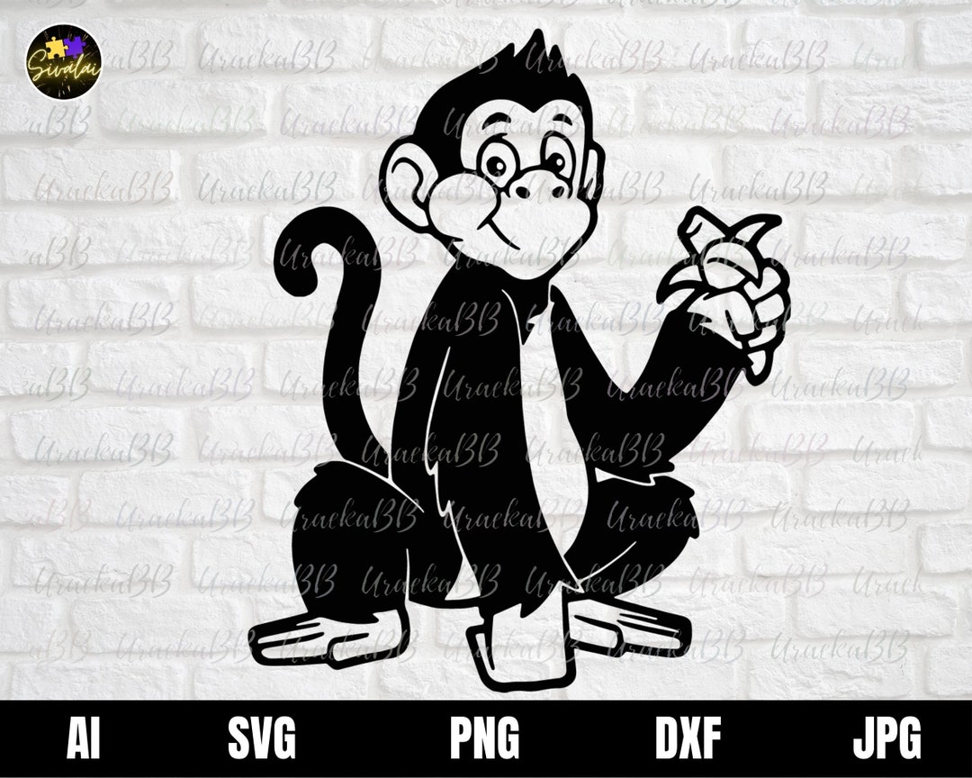 Monkey and Banana Svg, Monkey Svg, Monkey Svg, Animals Svg, Monkey ...