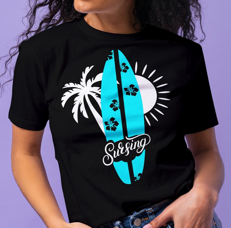 Surfing Svg Surfer Svg Surf Board Silhouette Summer Beach | Etsy