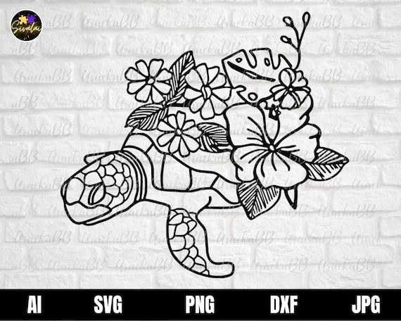 Turtle Flower Svg Sea Turtle Svg Turtle Svg Flower Sea | Etsy New Zealand