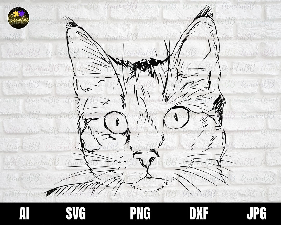 Cat Clipart Svg, Cat SVG, Cat Clip Art Hand Drawn, Cat Sketch Clip Art ...