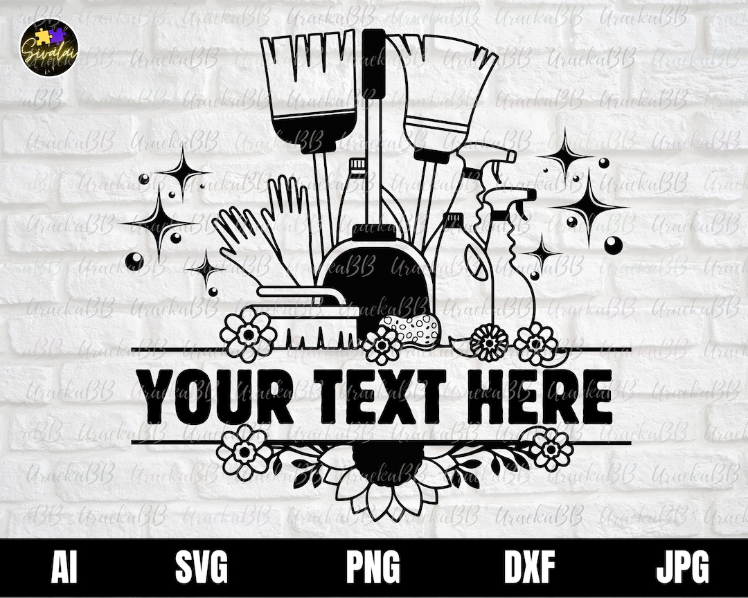 Split Monogram Cleaning Tool Svg, Floral Cleaning Tool Svg, Cleaning ...