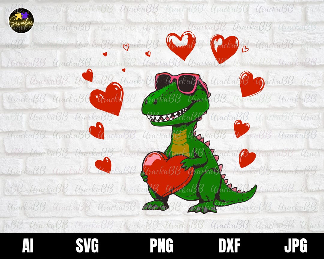 Valentine's Day T-rex Svg, Dino Love Png, T-rex Valentine Svg ...