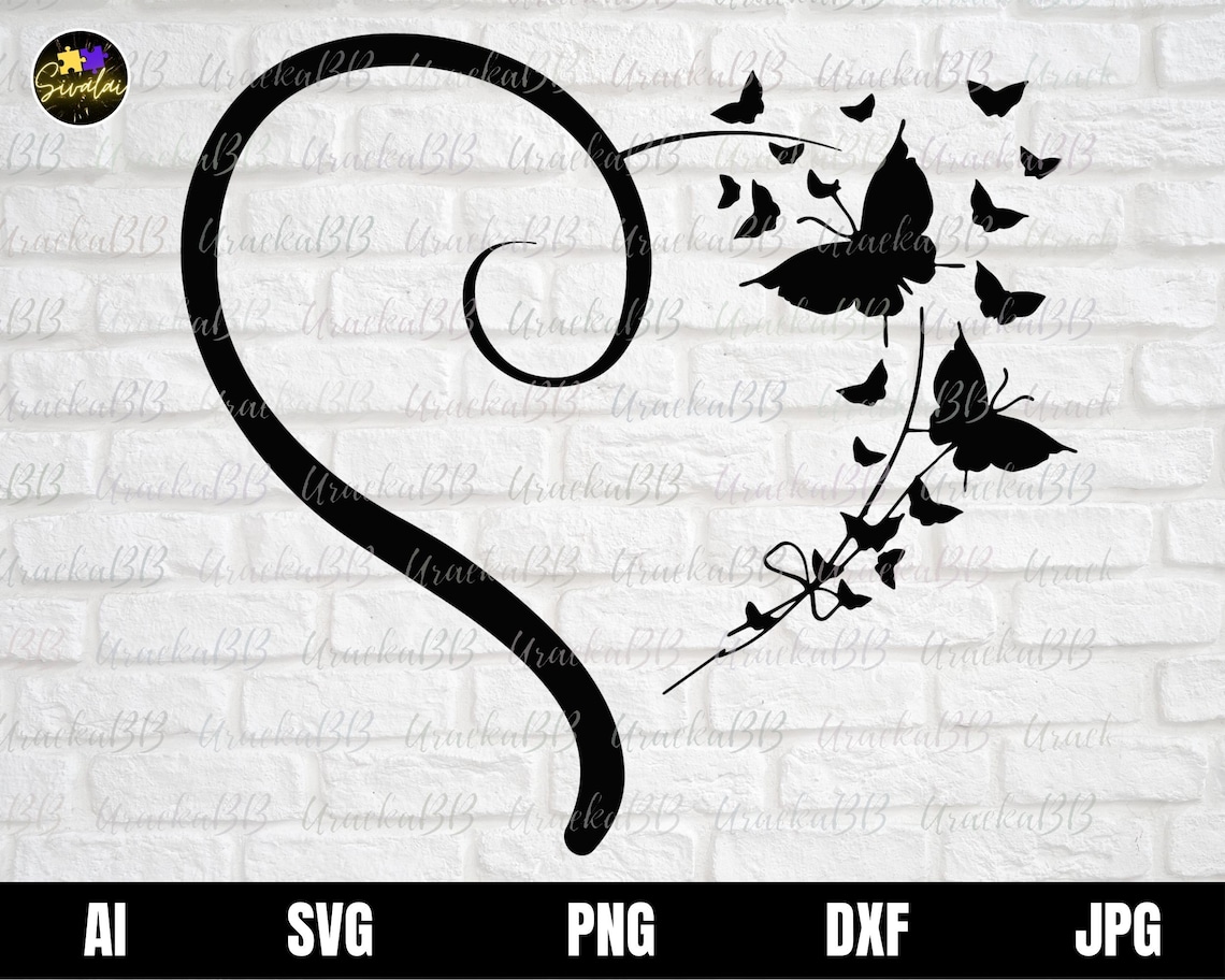 Butterflies Heart Svg Butterfly Monogram Svg Valentine Days - Etsy
