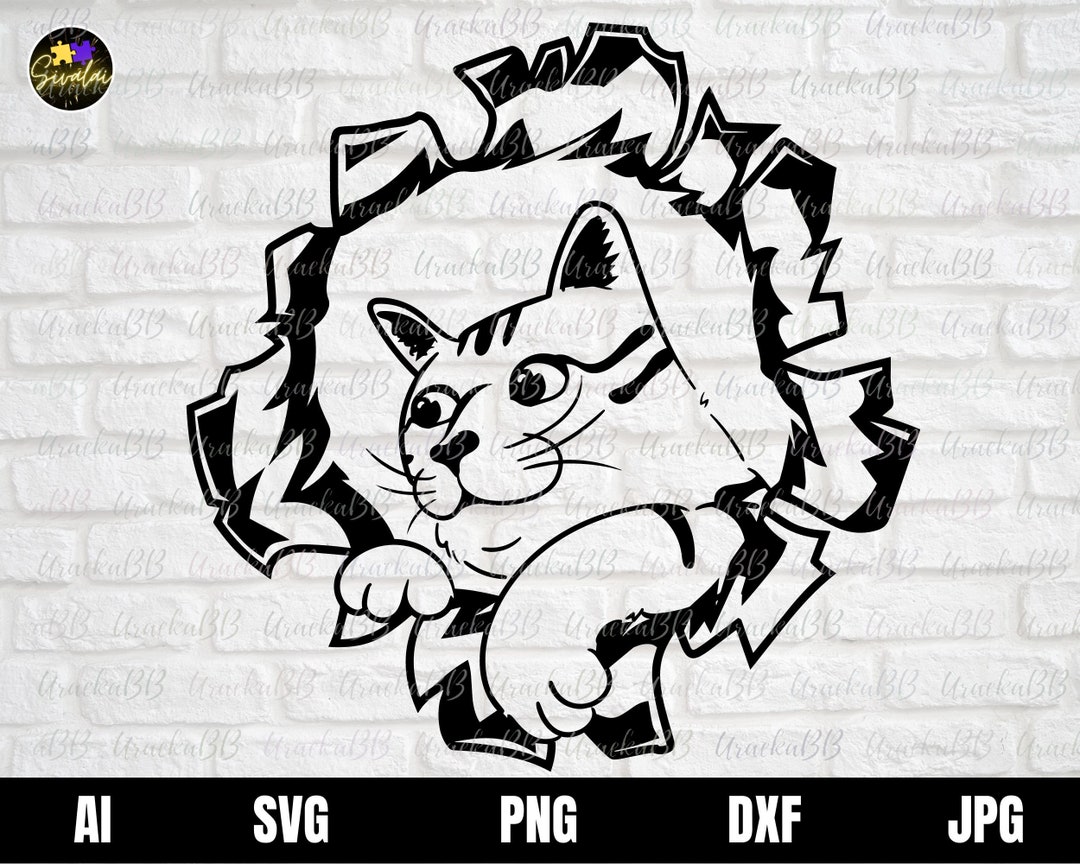Peeking Cute Cat Svg Cut Files, Peeking Cat Svg, Cute Cat Svg, Peeking ...