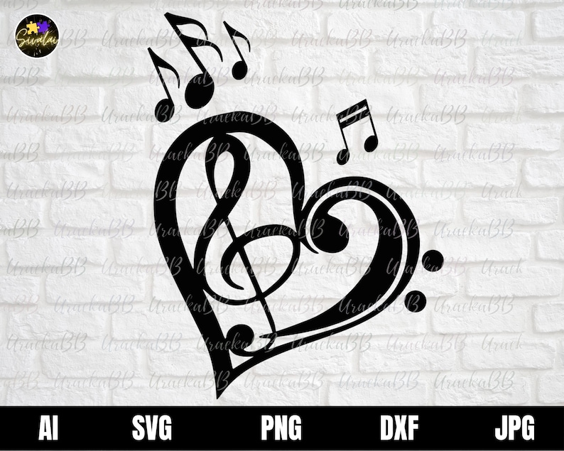 Heart Music Notes Svg Music Note Heart Svg Heart Love Symbol - Etsy