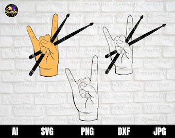 ROCK on HAND SVG Rock Rock N Roll Svg Svg Cut File Hand - Etsy
