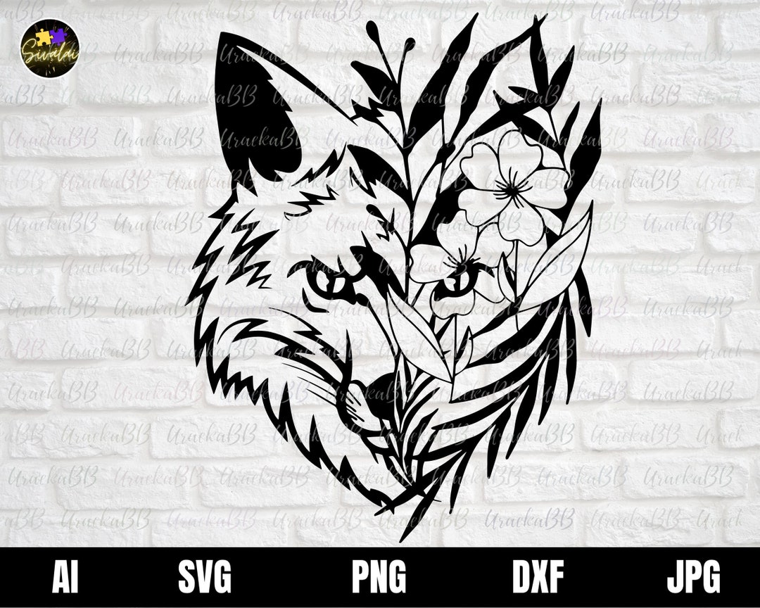 Fox Face Svg, Fox With Flowers Svg, Fox Svg, Fox Flower Svg, Fox Head ...