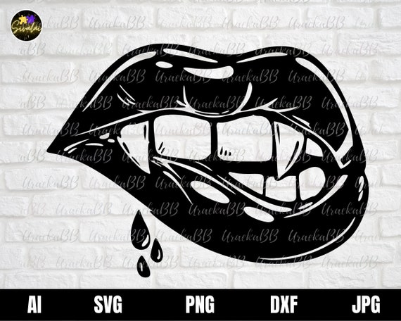 Vampire Lips SVG Halloween Svg Biting Lips Svg Gothic Svg | Etsy