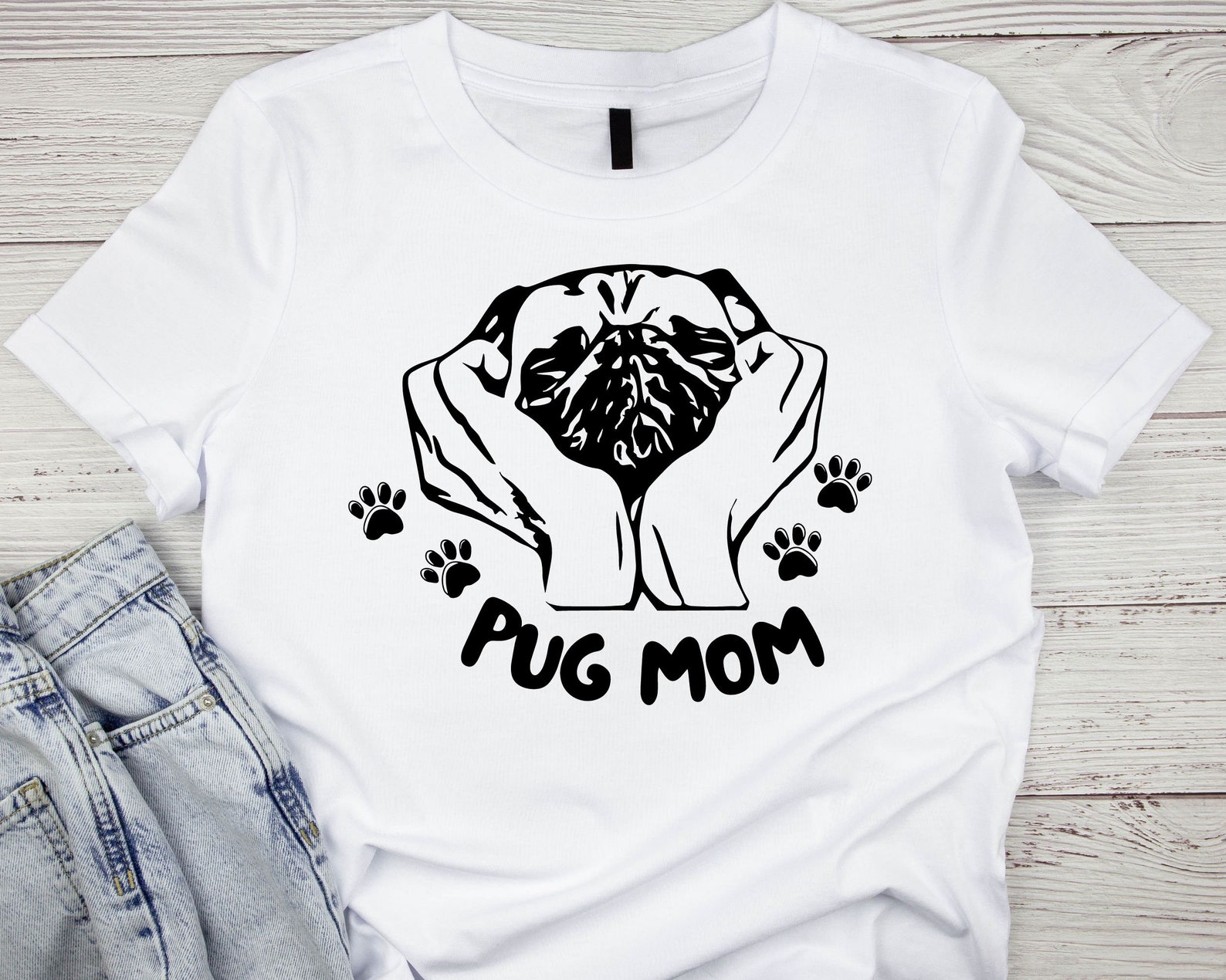 Pug Mom Png Pug Svg Pug Mom Shirt Png Paw Print Svg Pug - Etsy