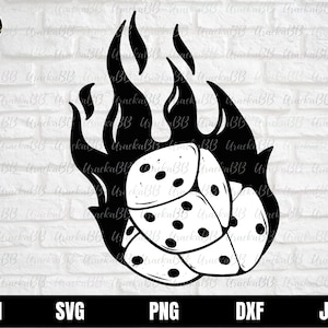 Dice SVG, Flaming Dice SVG, Vegas SVG, Gambling Svg, Three Dice Svg ...