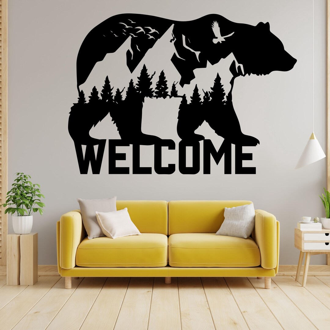 Welcome Bear Sign SVG, Welcome Bear Svg, Animals Cut File Laser ...