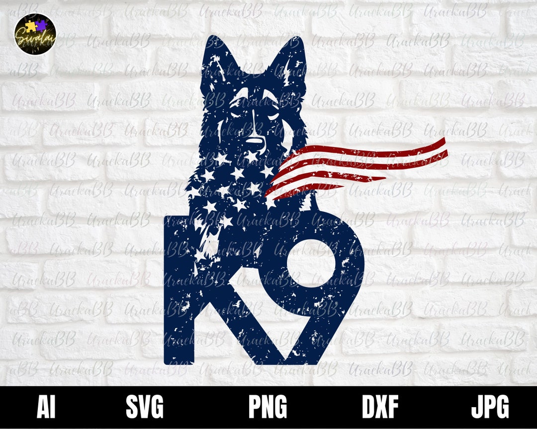 Grunge German Shepherd Svg, K9 With American Flag Svg, Distress German ...