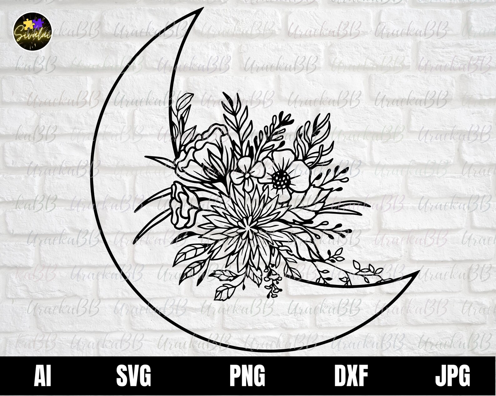 Moon Svg Floral Moon Svg Flower Moon Svg Floral Svg - Etsy