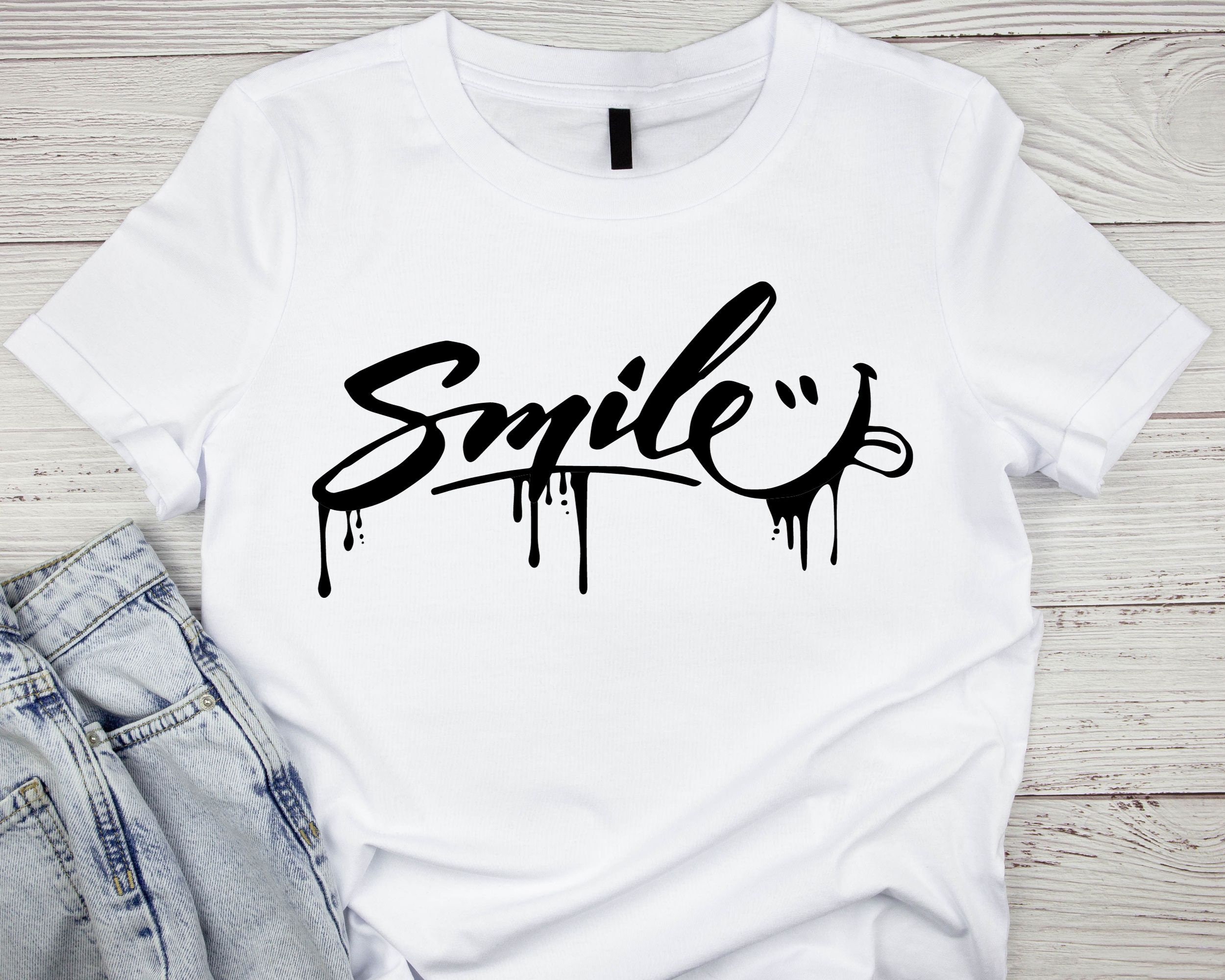 Smile Svg, Smile Word Svg, Smile Stylish Word Text Svg, Drippy Smiley ...