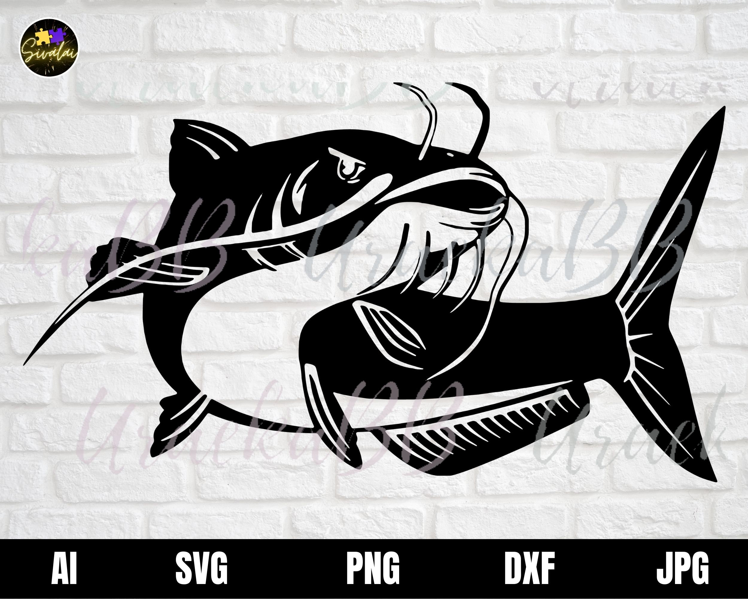 Catfish Digital Files, Catfish Svg, Catfish Cut Files, Catfish Clipart ...