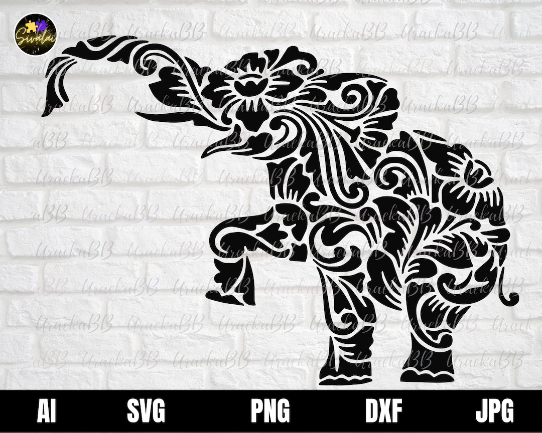Floral Elephant Svg, Elephant Svg, Floral Chang Svg, Elephant Flower ...