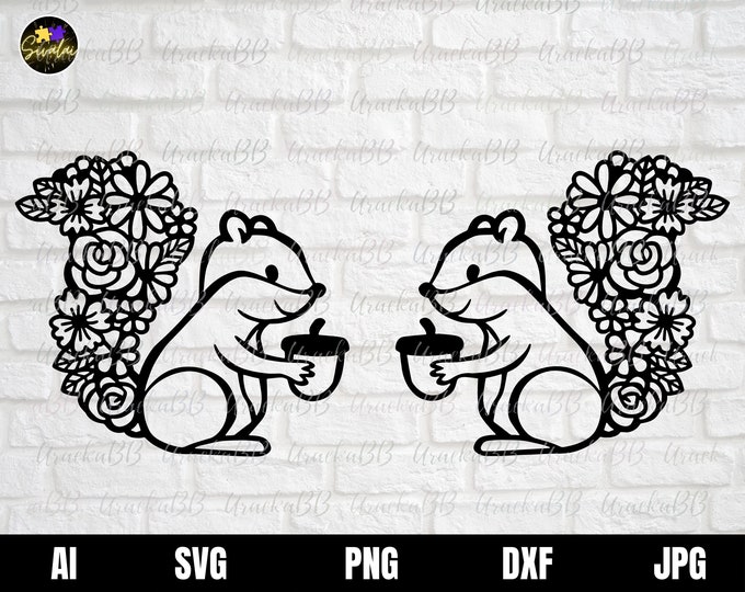 Squirrel SVG/ Squirrel Silhouette/ Squirrel Vector/ Clipart/ Printable ...