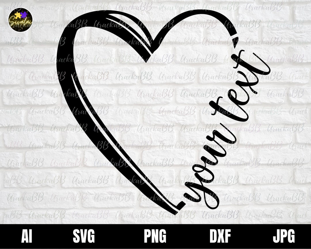 Half a Heart Svg, Heart Name Frame, Doodle Heart SVG, Hand-drawn Heart ...