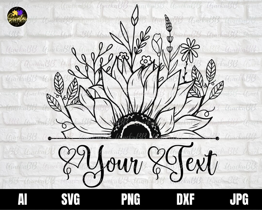 Split Sunflower Svg, Flowers Monogram Svg, Split Flower Svg, Floral Svg ...