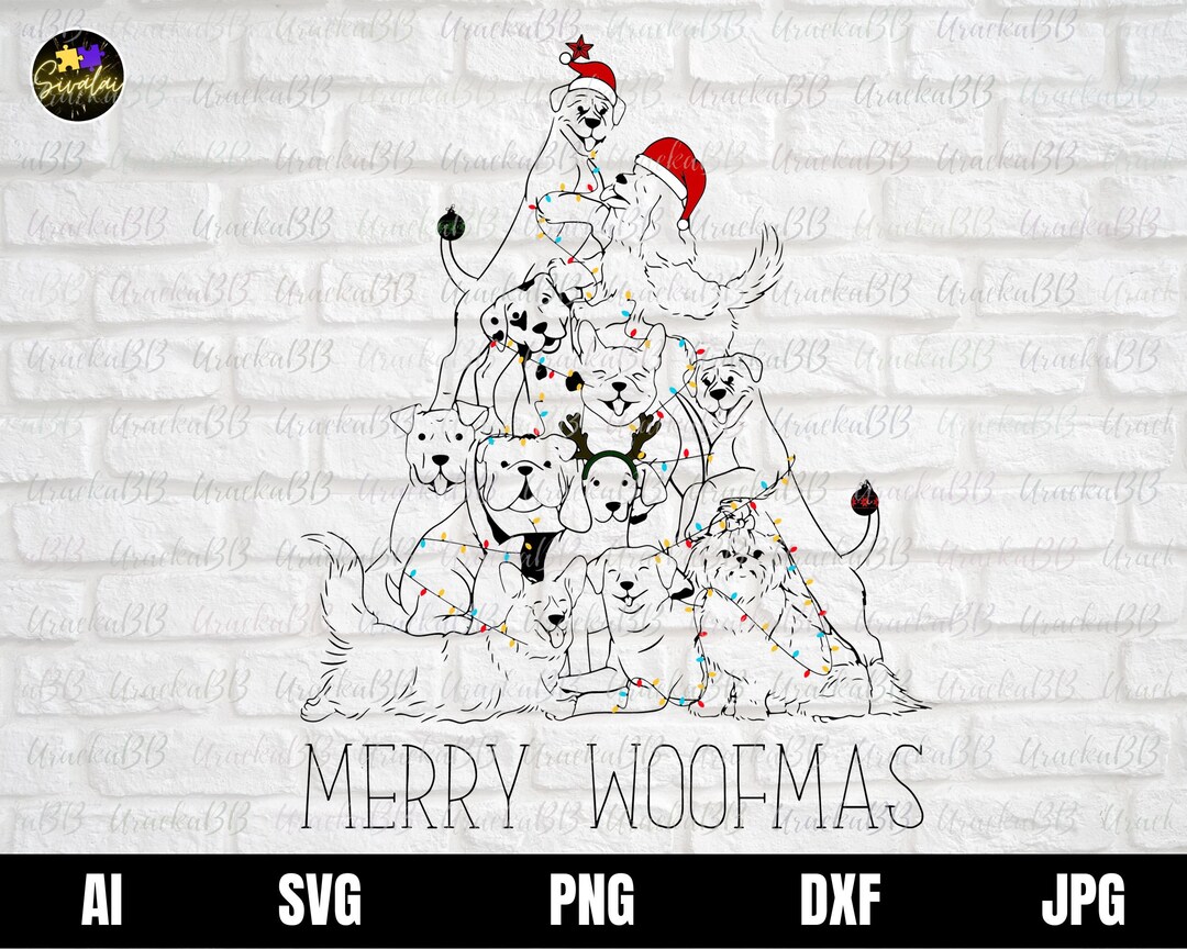 Merry Woofmas Svg, Woofmas Tree Svg, Funny Dogs Christmas Tree Svg, Dog ...