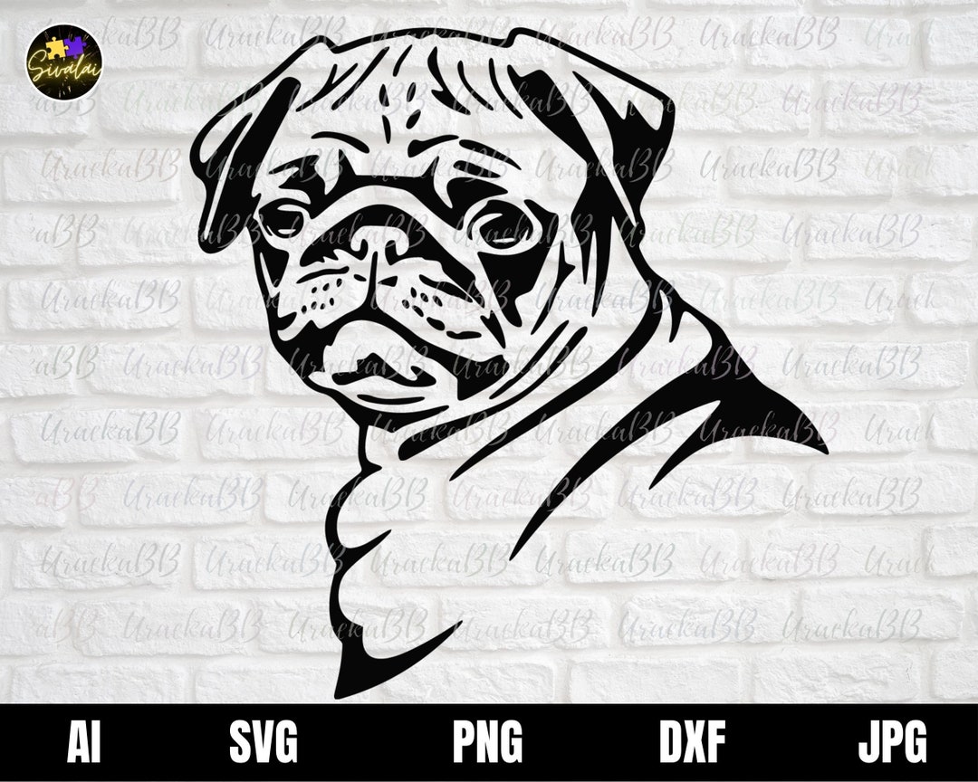 Pug Svg, Pug Head Svg, Dog Svg, Pug Face Svg, Cute Pug Face Svg, Pug ...