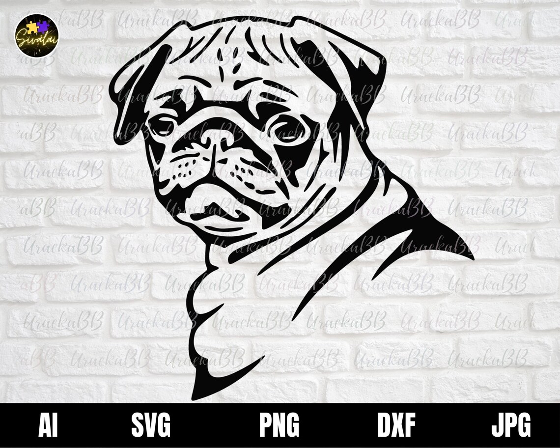 Pug Svg Pug Head Svg Dog Svg Pug Face Svg Cute Pug Face | Etsy