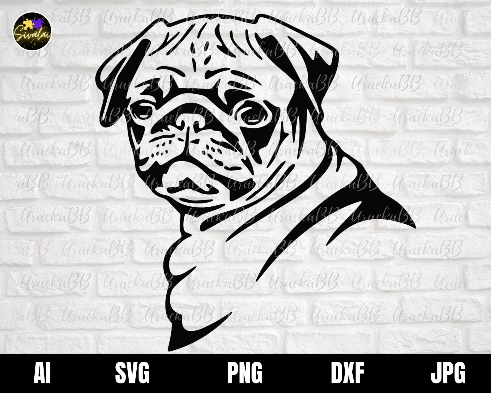 Pug Svg Pug Head Svg Dog Svg Pug Face Svg Cute Pug Face | Etsy