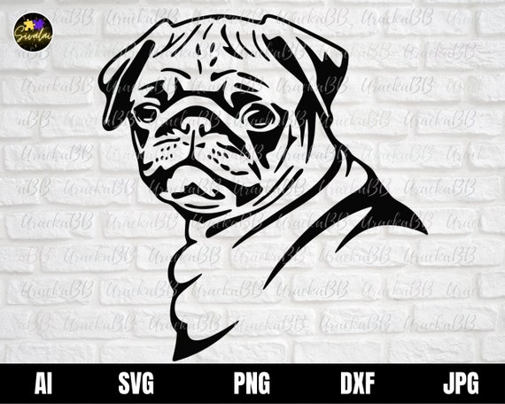 Pug Svg Pug Head Svg Dog Svg Pug Face Svg Cute Pug Face | Etsy