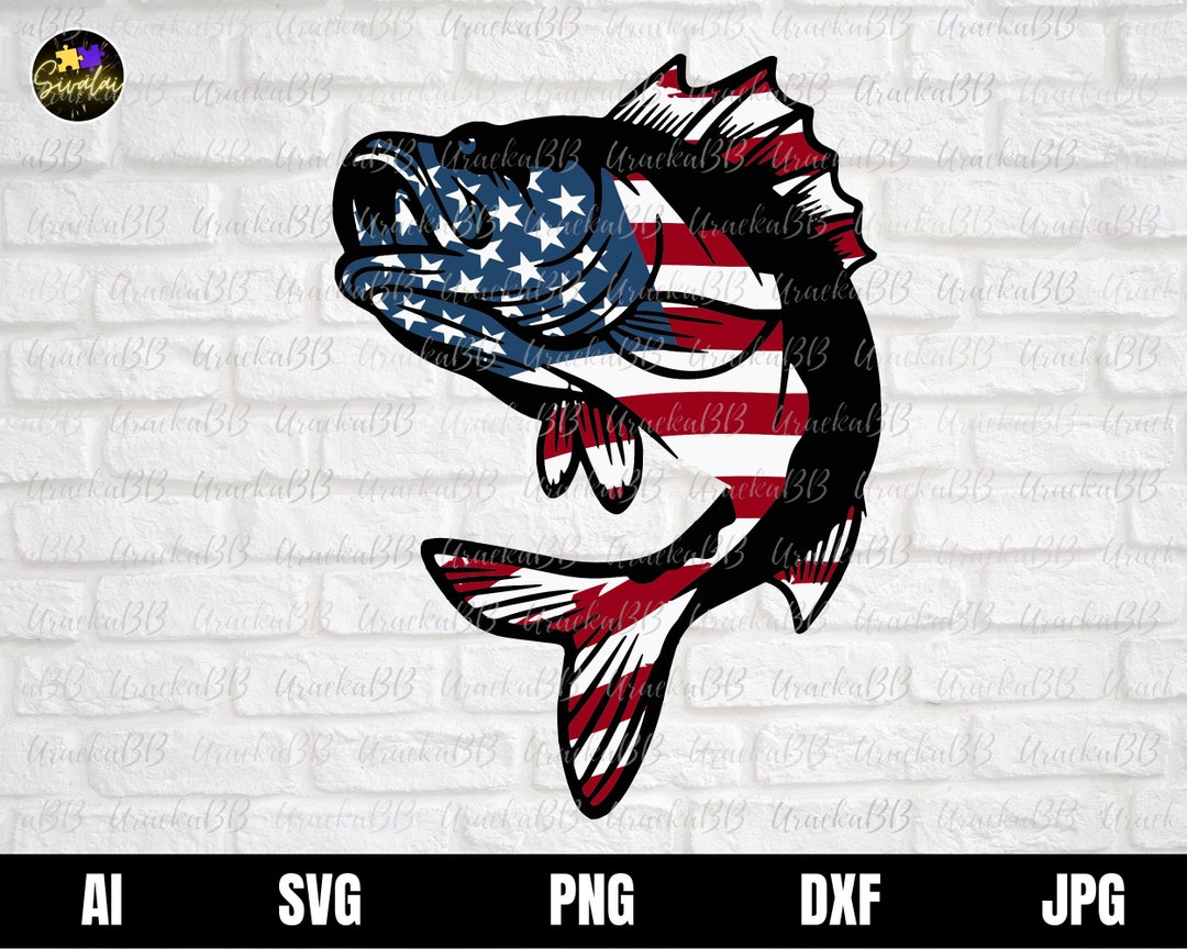 Fish Flag SVG, Fishing Usa Flag SVG, American Flag Fish Svg, American ...