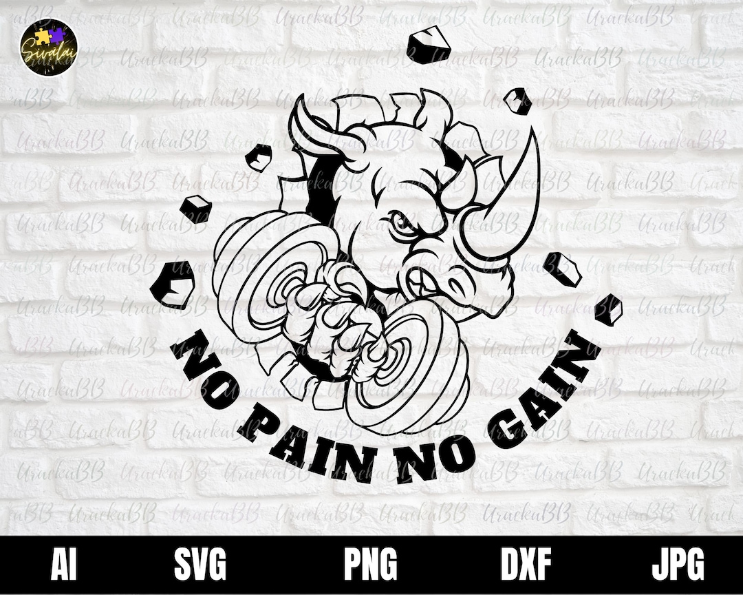 Smashing Rhino Svg, Rhino Svg, Rhino Head Svg, No Pain No Gain Svg ...