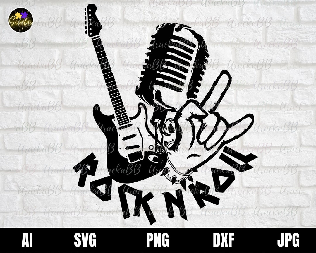 Rock and Roll Music SVG, Guitar SVG, Rock N Roll SVG, Rock Hand Svg ...