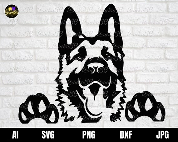 German Shepherd Head Svg Peeking Smiling Dog Svg Alsatian - Etsy