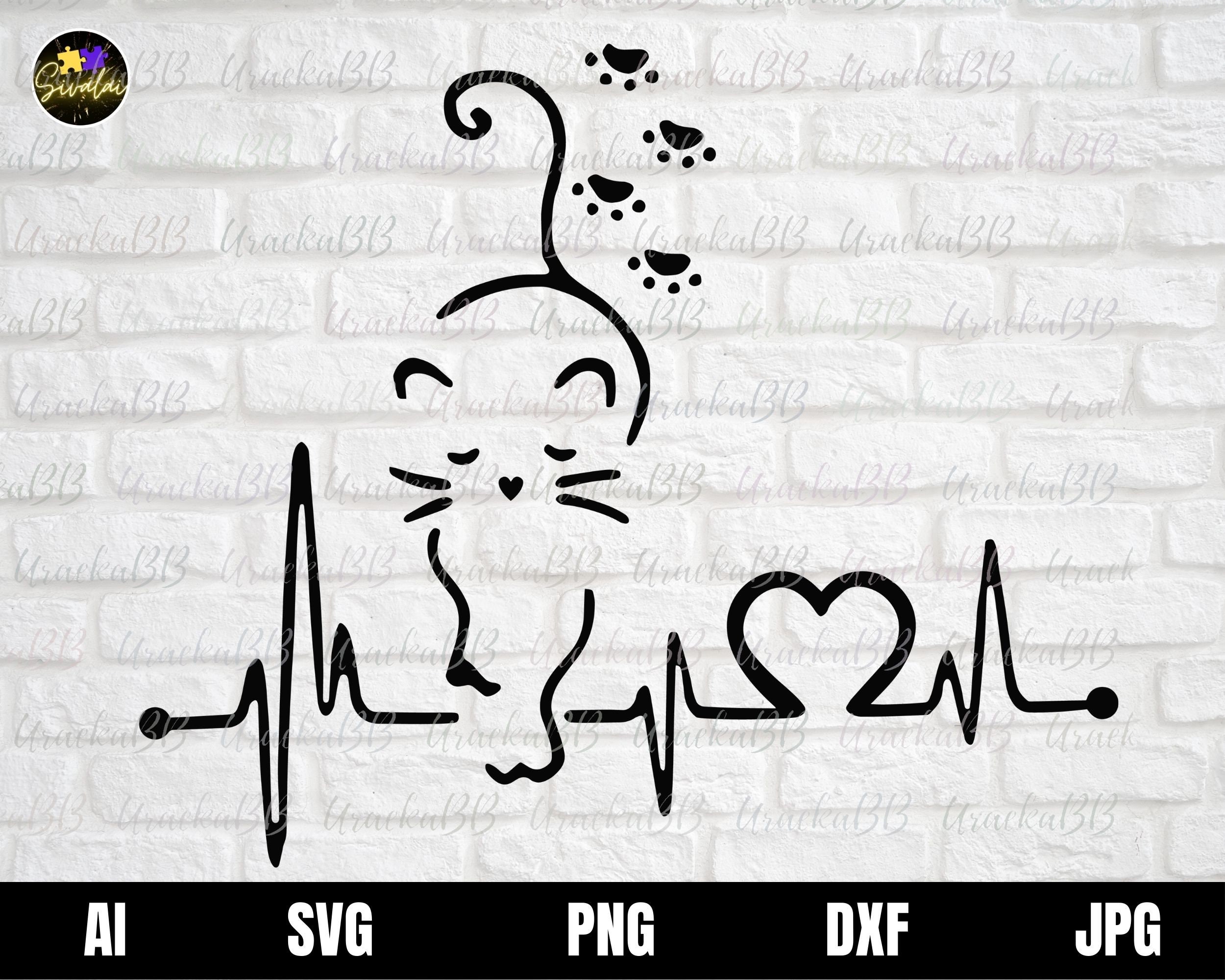 Cat Svg, Cat Heartbeat Svg, Cat With Heart Svg, Cat Heartbeat Shirt Svg ...