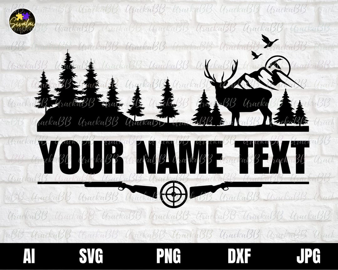Deer Hunting Frame Svg, Deer Svg, Hunting Svg, Rifle Svg, Pine Tree ...