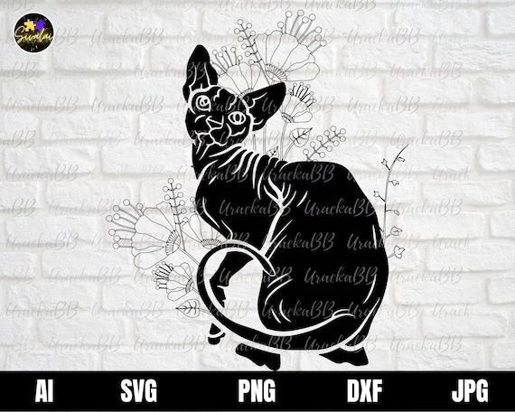Sphynx Cat SVG Sphynx Cat With Flower SVG Floral Sphynx Cat | Etsy