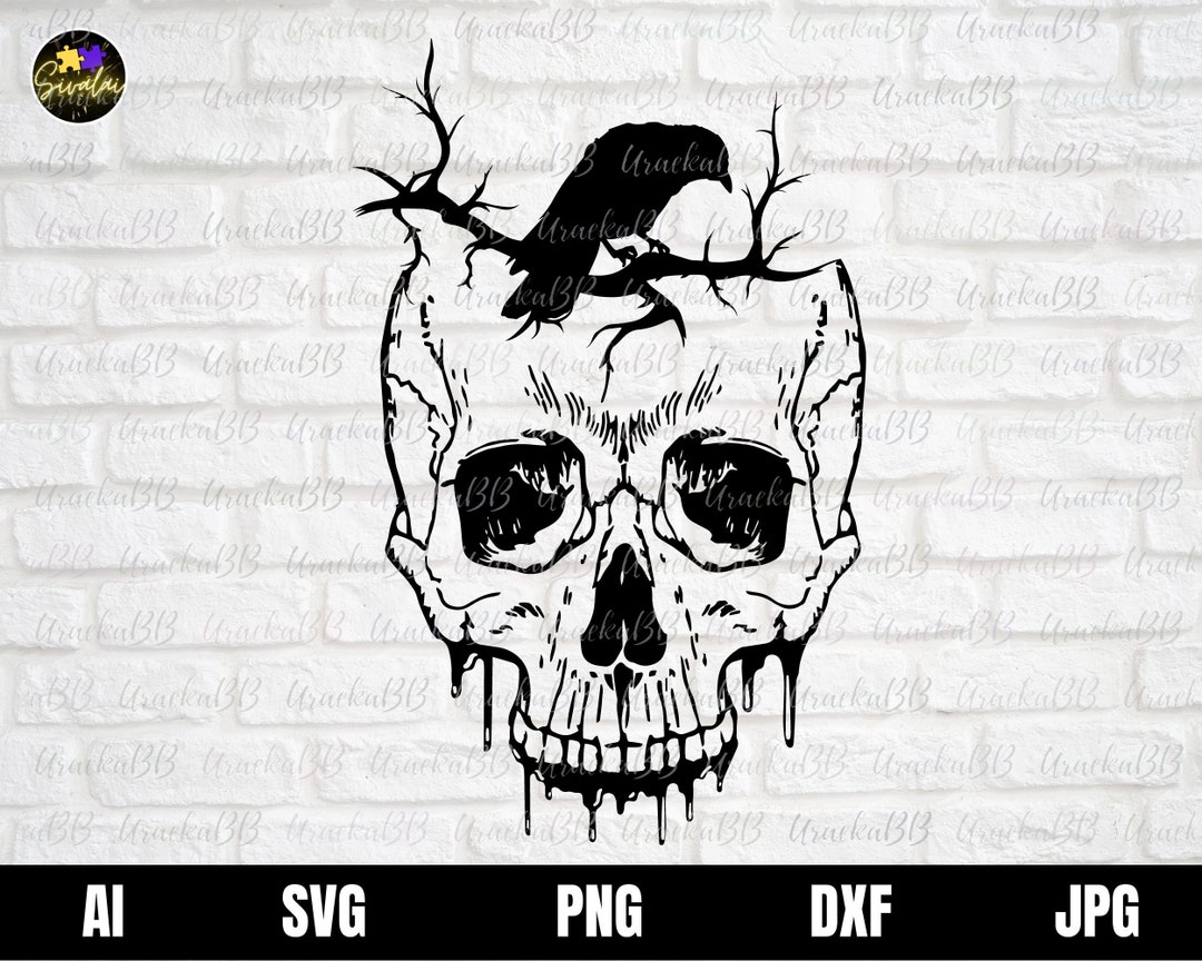 Crow on Skull Svg, Crows Clipart, Crow Svg, Black Raven Crow Svg, Raven ...