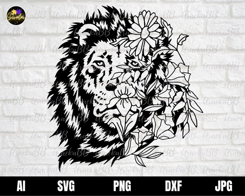 Floral Lion Svg Leo Svg Lion With Flowers Svg Lion Svg - Etsy