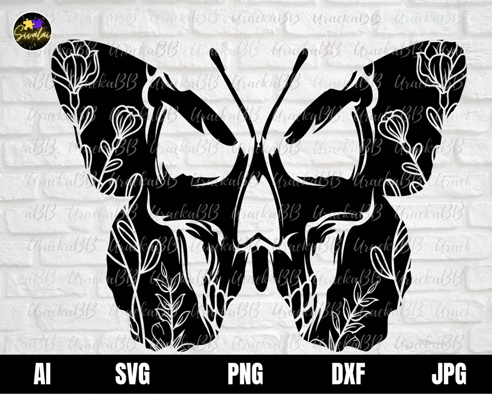 Flower Skull Svg Butterfly Skull Svg Floral Skull Svg Skull Etsy