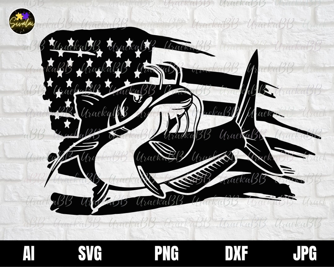 Catfishing Svg, US Fishing Svg, Catfish American Flag,usa Flag ...